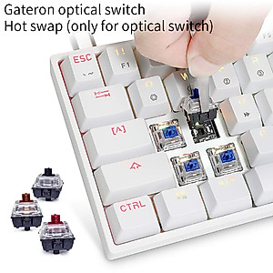 SK64 64 Tasti Hot Swap Tastiera Meccanica Cablata con RGB Retroilluminato ABS Tasti Freccia Tasti Impermeabile Programmabile per Win/Mac/Gaming (Gateron Ottico Marrone, Custodia Bianco)