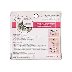 KISS Lash Couture Luxtension False Eyelashes, Strip 03 Classic', 14 mm, Includes 1 Pair, Contact Lens Friendly, Easy to Apply, Reusable Strip Lashes