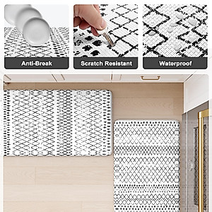 KIMODE Kitchen Mats 2PCS,Cushioned Anti Fatigue Kitchen Rugs and Mats,Non Skid Waterproof Kitchen Mats for Floor,Comfort Foam Standing Mat for Home, Office,Sink,Laundry,Desk,Black and White