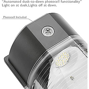 CINOTON 26W LED Wall Pack Light with Dusk to Dawn Sensor, 3000LM[100-277Vac/160W HID/HPS Equiv.] IP65 Waterproof Outdoor Security Flood Lighting for Yard Patio Barn Porch 3000K-Warm White 2 Pack-Black