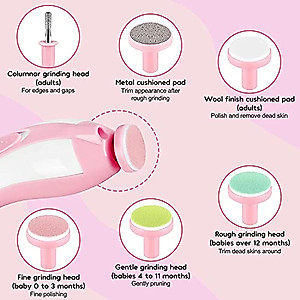 Qunlions life Glopole Baby Nail Trimmer File with Light - Safe Electric Nail Clippers Kit for Newborn Infant Toddler Kids Toes and Fingernails - Care, Polish and Trim - Battery Operated (AA), Pink