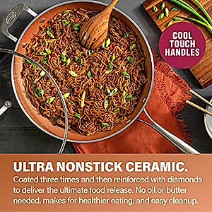 GOTHAM STEEL Hammered Copper Nonstick Frying Pan Set with Glass Lid (3 Pieces)