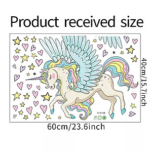 Unicorn Wall Decal | Unicorn Decals for Girls Bedroom | Unicorn Wall Decal Stickers | Unicorn with Stars Wall Poster for Nursery 60*40cm (FX-E138)