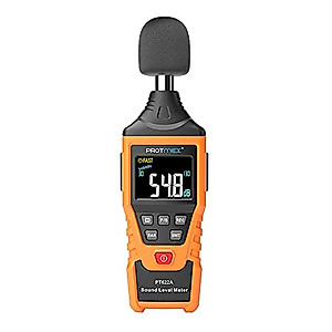 Protmex PT622A Sound Level Meter, Digital Decibel Reader Measurement, Range 30-130 dB with Large LCD Screen Display, Accuracy 1.5dB Noise Meter, Fast and Slow Selection