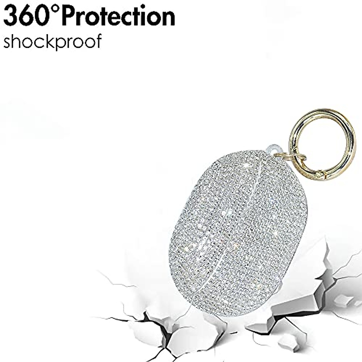 New in 2021 Apple Beats Studio Buds Case Sparkly Diamond Beats Studio Buds Case with Keychain, Shockproof Protective Premium Bling Rhinestone Cover Skin for Beats Studio Buds Charging Case