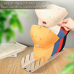Ponpon 2Pcs Hat Stand for Baseball Caps, Acrylic Hat Display and Organizer, Hat Holder Hat Storage Rack, Baseball Caps for Closet, Bedroom, Dresser, Office