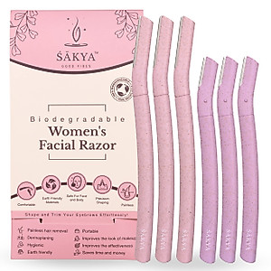 Sakya Biodegradable Women's Dermaplaning Tool - Dermaplane Facial Sensitive Skin Hair Removal Face Razor, Twinkle Blade for Eyebrows & Peach Fuzz - Sonic