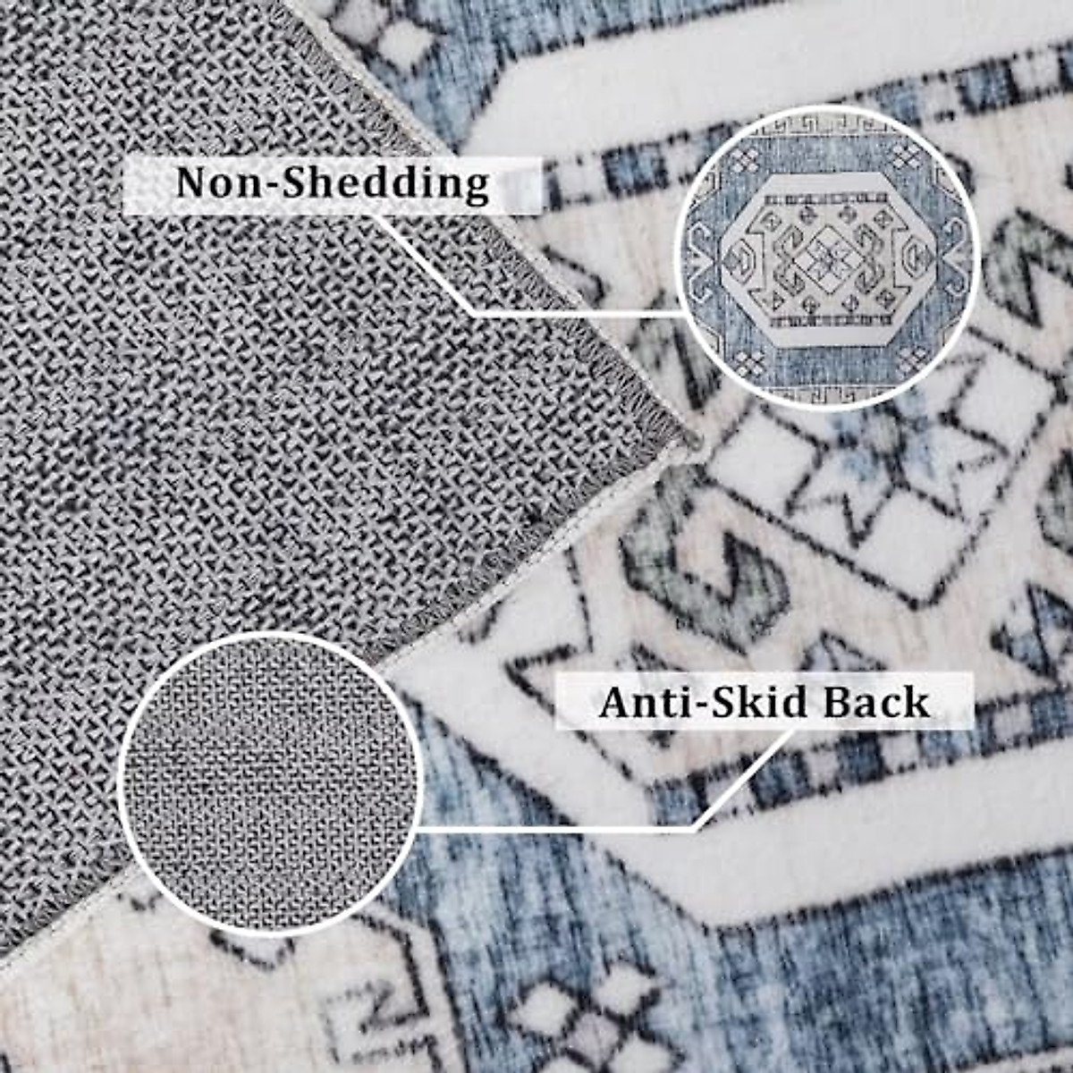 GlowSol Boho Area Rug 9x12 Washable Large Rug Moroccan Living Room Rug Non-Slip Non-Shedding Print Floor Carpet Soft Geometric Carpet Foldable Rug Bedroom Office Farmhouse