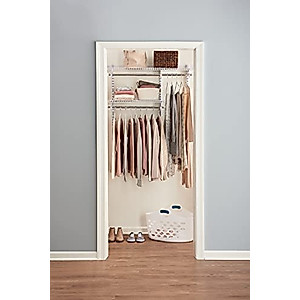 Rubbermaid Configurations Classic Closet Kit, White, 3-6 Ft., Wire Shelving Kit with Expandable Shelving and Telescoping Rods, Custom Closet Organization System, Easy Installation