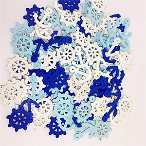 KCHEX 30 Pcs Wooden Anchor Rudder Shape Decoration to Paint, Unfinished Small Wood Anchor Rudder Cutouts for Arts Crafts DIY Projects Home Party Decoration