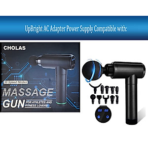 UpBright 12.6V AC/DC Adapter Compatible with Cholas KZD02 30 Speed Deep Tissue Massage Gun Percussion Body Muscle Therapy Massager 12.6VDC 0.8A DC12.6V 800mA Power Supply Cord Battery Charger w/Barrel