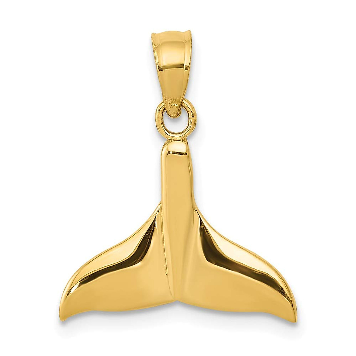 Jay Seiler 14k Solid Polished Open-Backed Whale Tail Pendant, 14 kt Yellow Gold