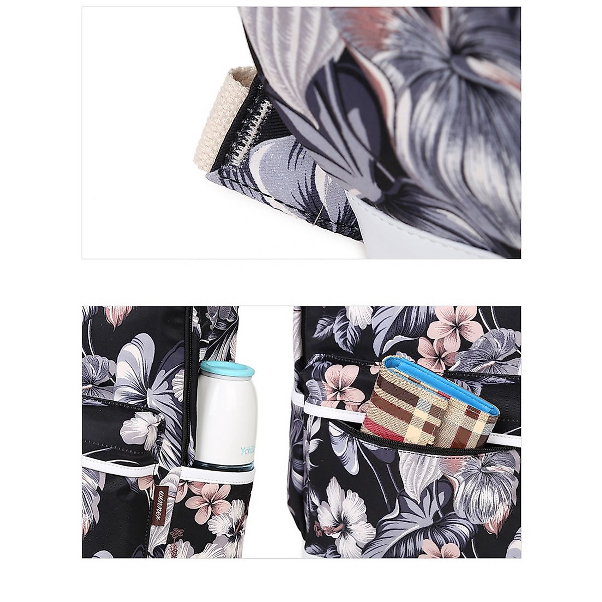 Joymoze School Backpack for Girl Cute Backpack Set 3 Pieces for Women Floral