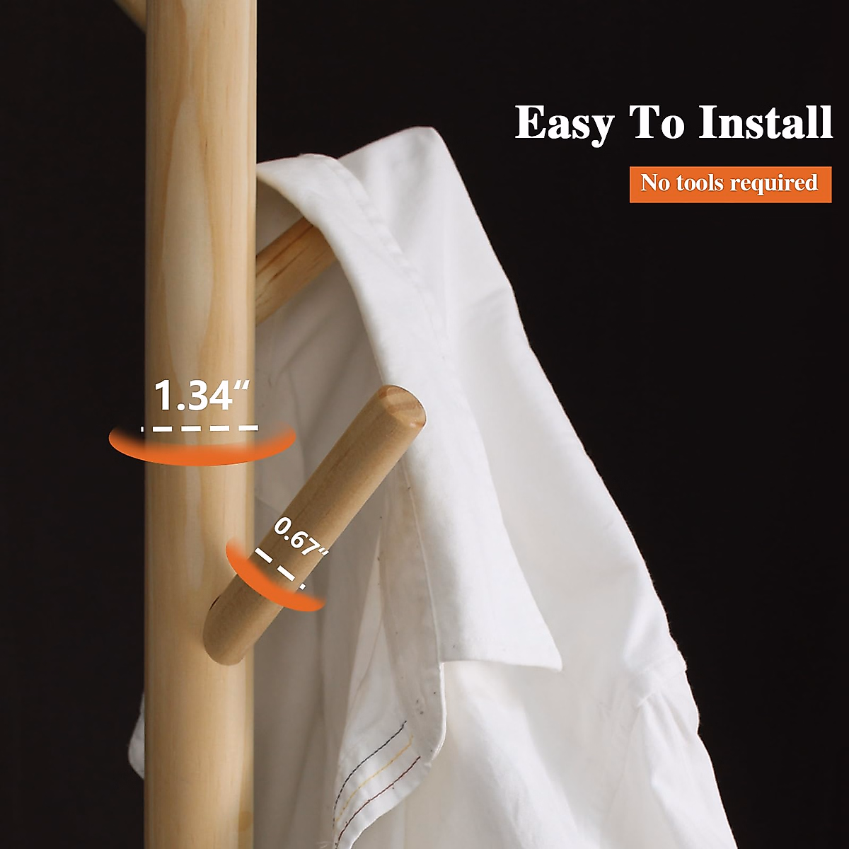 Z&L HOUSE Coat Rack Freestanding, Pure Natural Solid Wooden Coat Tree, 8 Hooks And Adjustable Height Floor Hanger, Used In The Bedroom Living Room Office To Hang Clothes, Hats, Bags