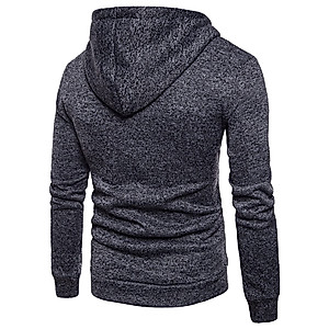 Maiyifu-GJ Men Thermal Fleece Long Sleeve Hoodies Casual Lightweight Knit Hooded Sweatshirt Winter Drawstring Pullover Hoodie (Black,3X-Large)