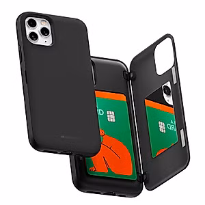 GOOSPERY iPhone 11 Pro Wallet Case with Card Holder, Protective Dual Layer Bumper Phone Case (Black)