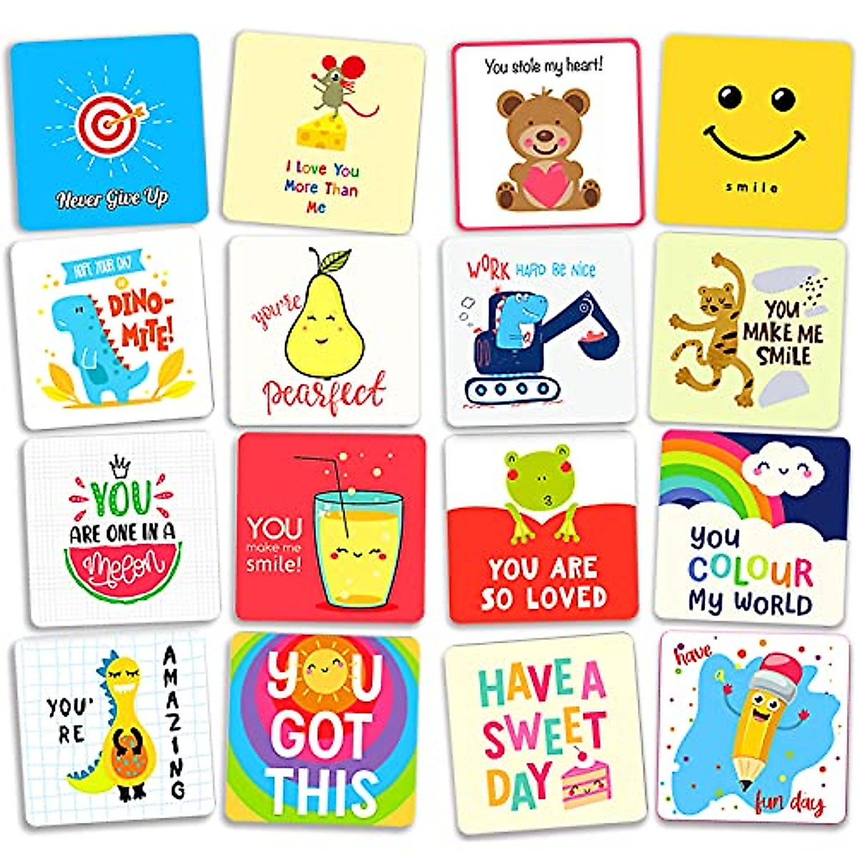 JOACHIO Lunch Box Notes for Kids, Inspirational and Motivational 60 Pieces Cards Lunch Notes for Girls, Boys, Child & Teens School Lunchbox, 3.5'' x 3.5'', Bring Jokes and Funny Puns