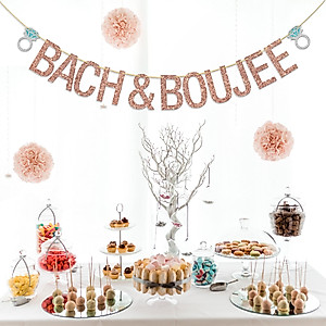 Dalaber Bach & Boujee Banner, Bridal Shower, Bachelorette Party Decorations Supplies, Rose Gold