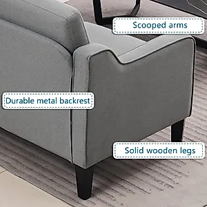 VINGLI Loveseat 53" Small Couch Loveseat Sofas for Living Room Mid Century Modern Sofa Couch Light Grey Love Seat Couches with Scooped Arms for Small Spaces, Bedroom, Apartment, Studio