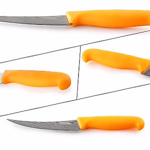 2PCS Curved Boning Knife, OHOLA 6 inch Deboning Knife, Premium Stainless Steel Fillet Knife with Ergonomic PP Hanlde, Great for Meat, Fish, Poultry, Cutting, Trimming, Dishwasher Safe