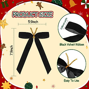 Riceshoot 30 Pcs 6 x 8 Inches Velvet Christmas Bow, Rustic Crafts Gift Bows for Christmas Tree, Christmas Garland, Large Gifts, Parties, Indoor or Outdoor Christmas Decorations(Black)