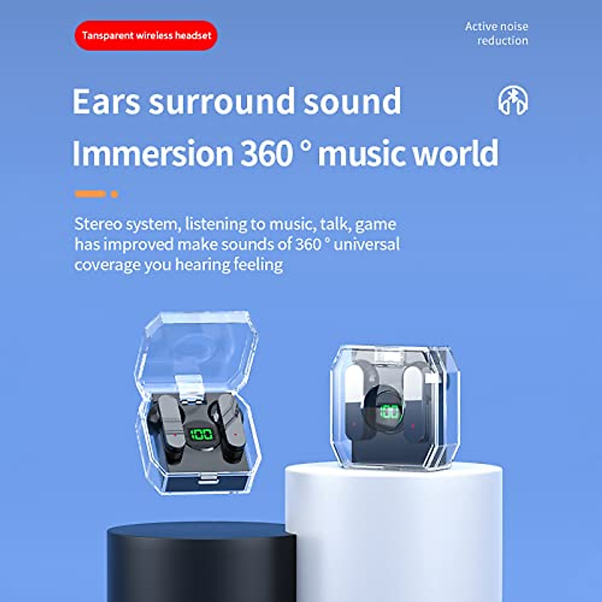 MUMICO 2023 New Wireless Bluetooth Earbuds -Digital Display, Noise Reduction, Waterproof, HD Mic, 360° Immersion Surround Sound, Large Capacity Battery Life, Suitable for Games, Sports