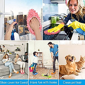 IUMÉ 5-Pairs Mop Slippers Shoes for Floor Cleaning, 10 Pcs Microfiber Shoes Cover Reusable Dust Mops for Women Washable, Mop Socks for Foot Dust Hair Cleaners Sweeping House Office Bathroom Kitchen