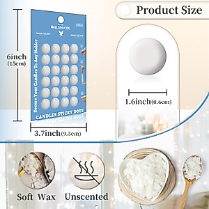Candle Sticky Dots - White Wax Candle Adhesive Dots - Unscented Cire Adhesive for Secure Candle Placement - Easy Clean and Traceless Adhesive for DIY Projects - Pack of 24