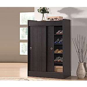 Baxton Studio Shoe-Rack Cabinet, Espresso