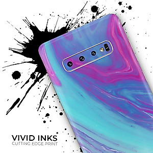 DesignSkinz Marbleized Pink Ocean Blue v32 Protective Vinyl Decal Wrap Skin Cover Compatible with The Samsung Galaxy S20 (Screen Trim & Back Glass Skin)