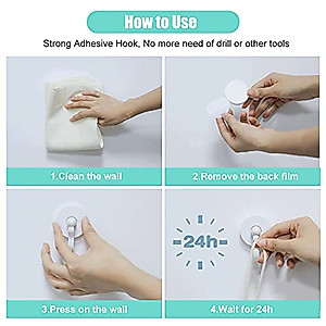 Adhesive Hooks, 8 Packs Ceiling Wall Hanging S Hooks, 360° Rotating, 180° Flip Utility Hangers for Heavy Duty, for Key Hat Plant Towel Waterproof Holder in Bedroom Bathroom Toilet Kitchen
