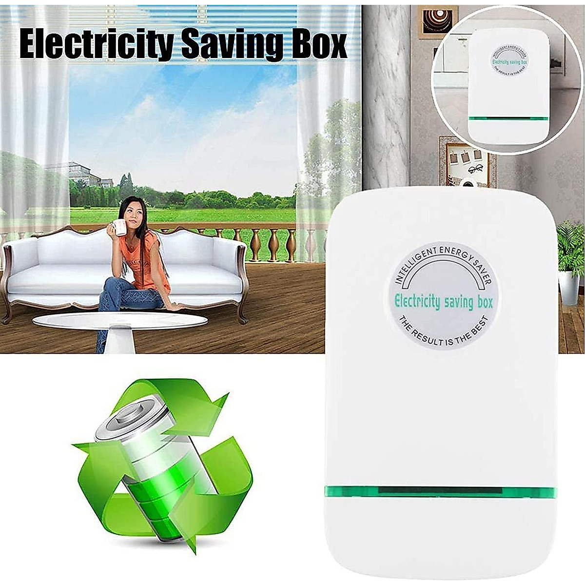 Pro Power Saver, Electricity Saving Box, Smart Watt Energy Saving Device with LED Indicator for Household Office Market (2Pcs White)