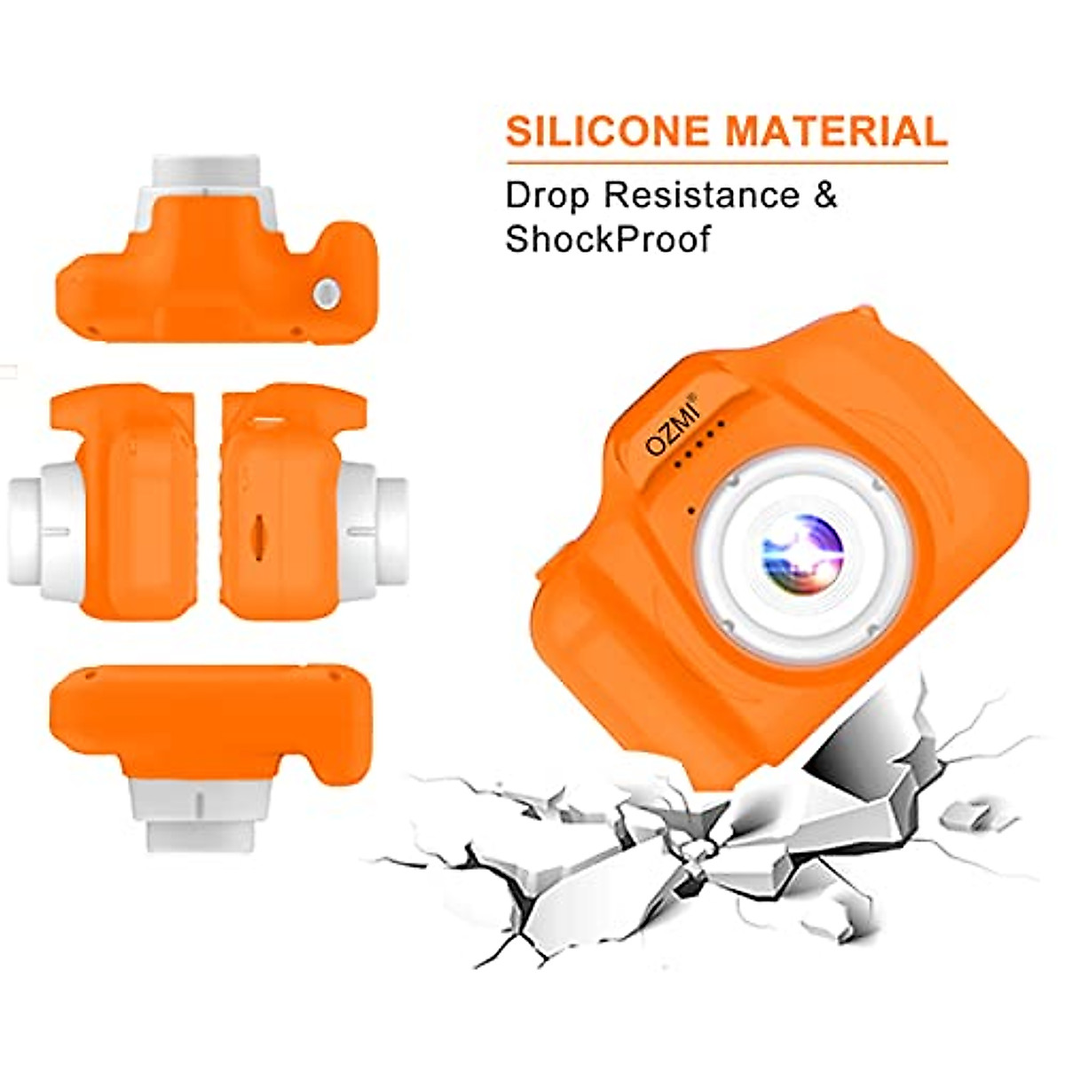 OZMI Digital Mini Camera for Kids, Christmas Birthday Gift for Kids Age 3-12, Selfie Camera for Toddler Boys Girls, Children Toy Camera for 3 4 5 6 7 8 9 Year Old Girls with 32GB Card - Orange