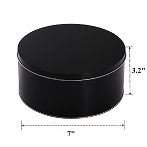 Yopay 3 Pack Cookie Tin with Lid, Round Gift Tin, Black Baking Cake Container for Storing Patisseries, Snack, Chocolate, Easter, Special Occasion, Holidays, 7" Wide by 3.2" Tall