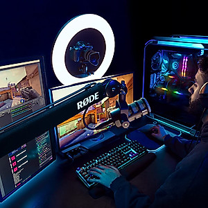 Rode PSA1+ Pro Studio Boom Arm for Podcasting and Streaming with Professional Grade XLR Cable and StreamEye Polishing Cloth