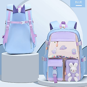 FAOLONE Kawaii Backpack for Girls School Book Bag,Cute Lightweight Girls School Backpack Fletcher School Bag Causel Daypack Birthdays Gifts(Blue)