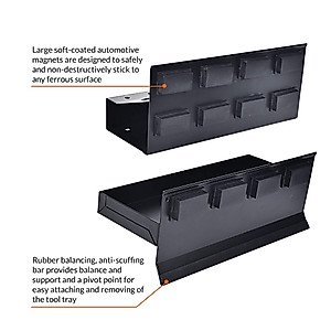 Eisen trayset 4pc Magnetic Toolbox Tray Set, Magnetic Tool Box holder for Cabinet Side Shelf Storage Van Workshop, Tool Trays, Paper Towel Holder and Spray Can Holder, Black