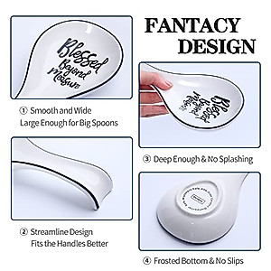 WABHAS Spoon Rest For Stove Top, White Ceramic Spoon Rest for Kitchen Counter, Spoon Holder for Stove Top, Kitchen Decor, Ladle Holder for Countertop