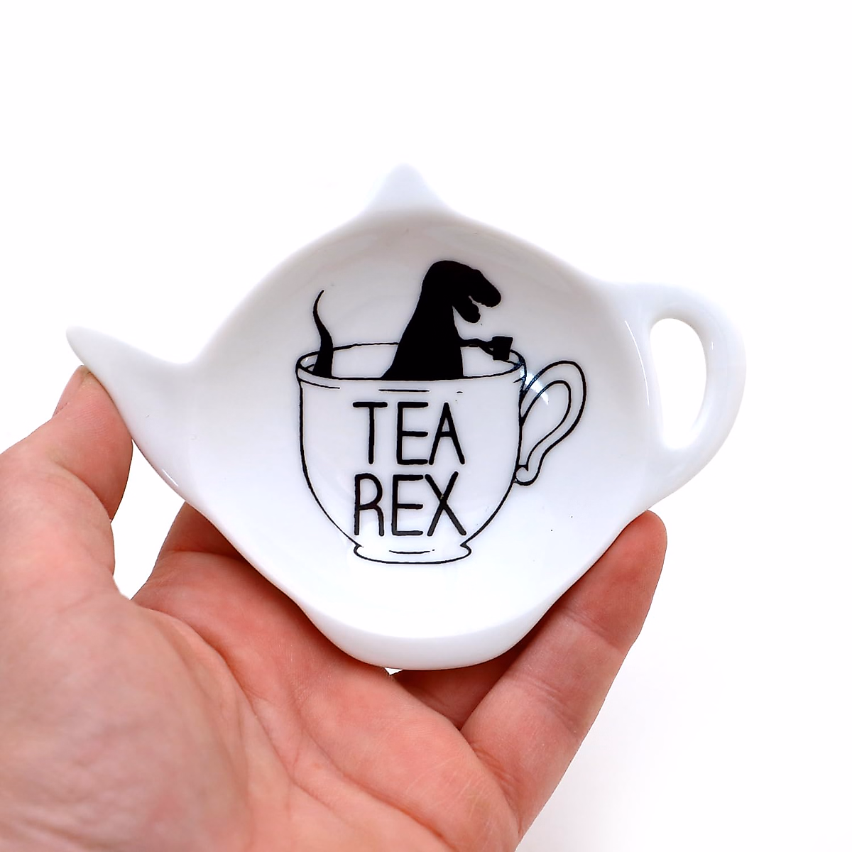 Tea Rex Teabag Holder, Teapot Shaped Tea Bag Dish - Lennymud by Lorrie Veasey