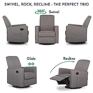 Evolur Raleigh Upholstered Plush Seating Glider Swivel, Recliner, Glider for Nursery in Rustic Grey, Greenguard Gold Certified, Modern Nursery Recliner, Environmentally Conscious Glider
