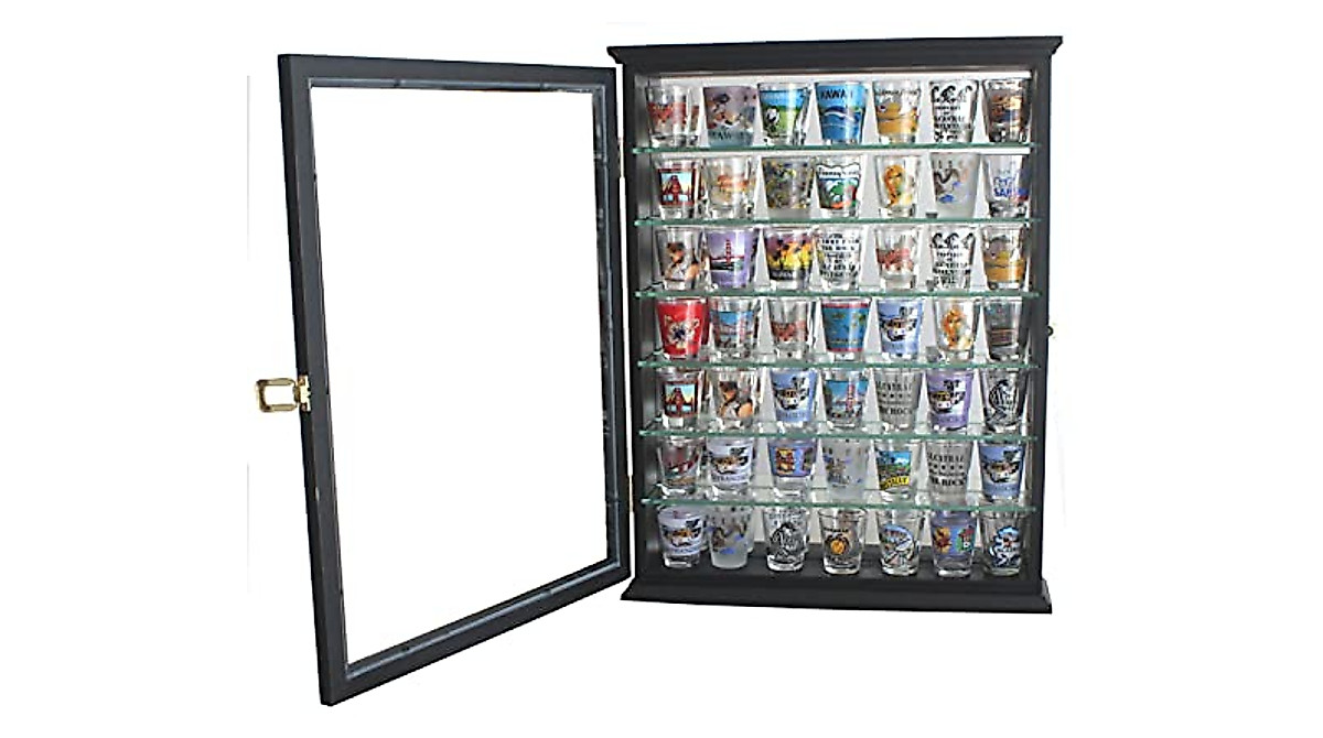 DisplayGifts Shot Glass Display Case - Wall & Standing