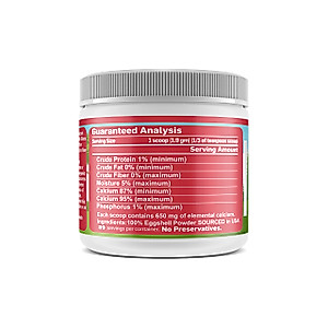 Calcium for Dogs and Cats - Fine Eggshell Powder - Strong Hip & Joint Supplement for Dogs and Cats- Dietary Supplement - No Additives - Pet's Friend Eggshellent Calcium 6oz