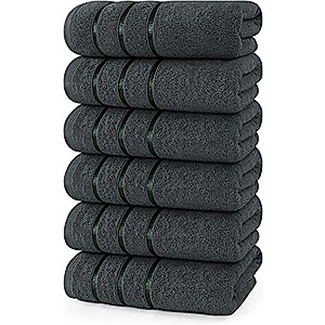Utopia Towels - 6 Pack Viscose Hand Towels Set, (16 x 28 inches) 100% Ring Spun Cotton, Ultra Soft and Highly Absorbent 600GSM Towels for Bathroom, Gym, Shower, Hotel, and Spa (Grey)