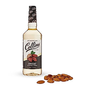 Collins Orgeat Syrup, Orgeat Simple Syrup, Real Sugar Cocktail Syrups, Soda Water Flavors, Cocktail Mixers, 32 Ounces, Set of 1