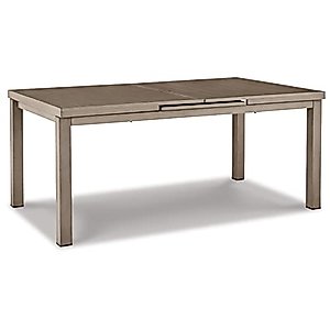 Signature Design by Ashley Beach Front Contemporary Outdoor Dining Extension Table, Light Brown