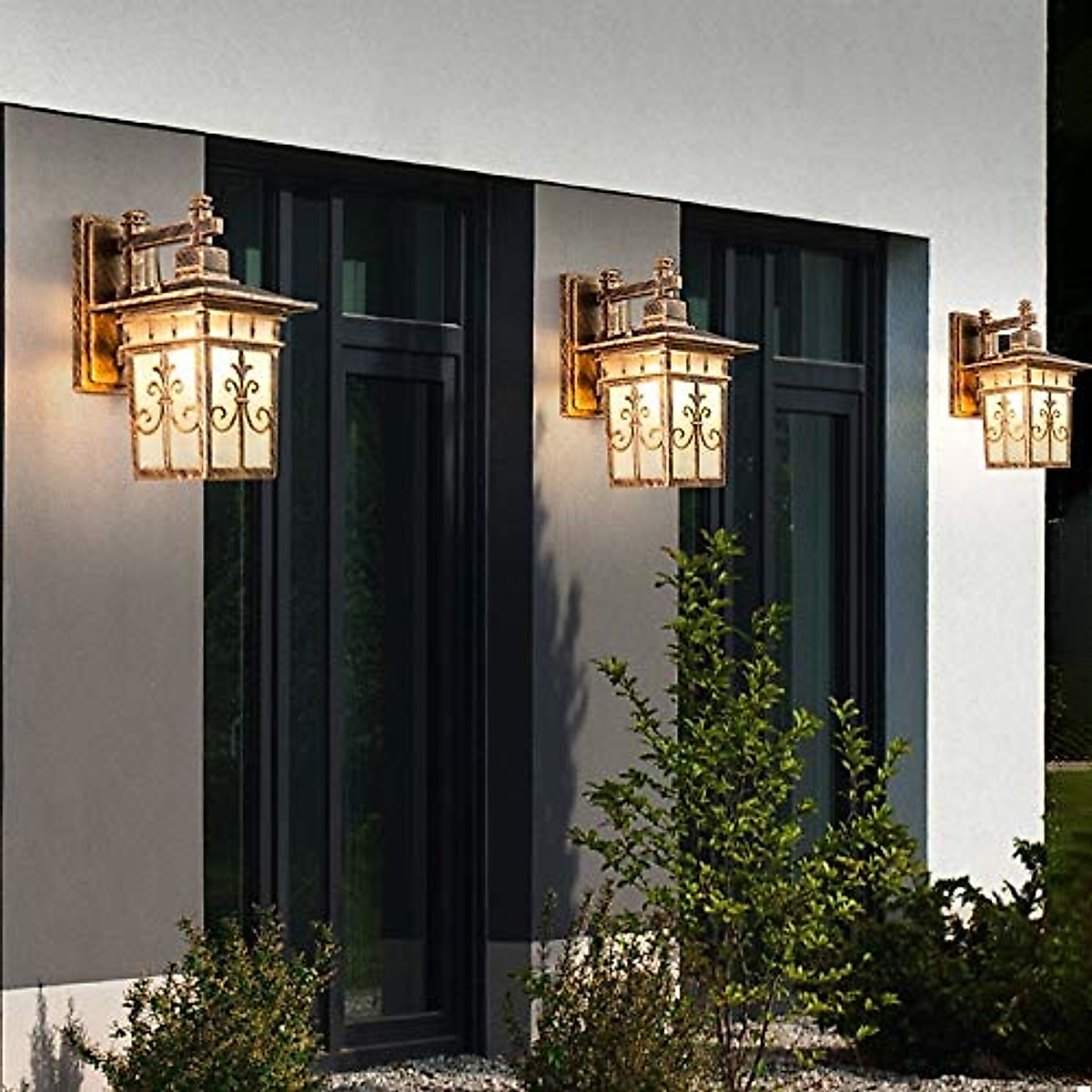 PEHUB Waterproof Outdoor Wall Lamp Courtyard Aisle Lights Villa Balcony Wrought Iron Wall Light Country Lantern Retro Aluminum Exterior Balcony Garden Wall Sconces Decoration Exterior Light Fixture