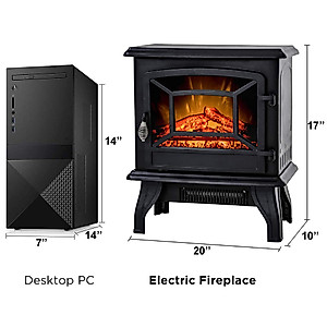 PayLessHere 20" H Electric Fireplace Heater,Electric Fireplace Adjustable Color Curve Glass Wall Mounted and Standing Fireplace Adjustable w/Remote