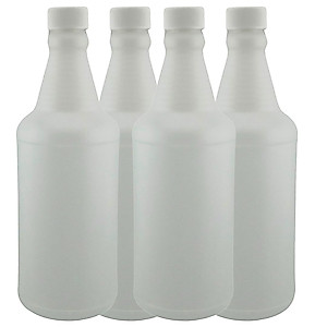 Quality Chemical Reusable 32 Oz Plastic Spray Bottle – BPA-Free, Leak-Resistant, Secure Screw-on Lid, Ergonomic Grip, BPA Free, HDPE Plastic, Stackable, Versatile Design for Storage (Pack of 4)