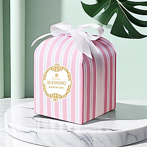 iyunchao Pink Party Favor Boxes 4.5x3.15x3.15 Inch (50 Pack), Treat Boxes Party Favors for Birthday Party Wedding Baby Shower, Cute Cookie Box for Kids Boys Girls