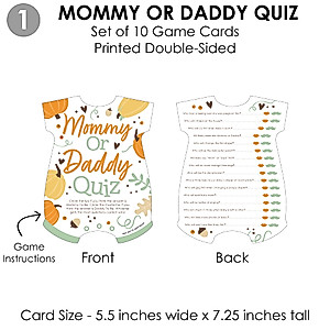 Big Dot of Happiness Little Pumpkin Decorations, 4 Fall Baby Shower Games, 10 Cards Each - Who Knows Mommy Best, Mommy or Daddy Quiz, What’s in Your Purse and Oh Baby - Gamerific Bundle